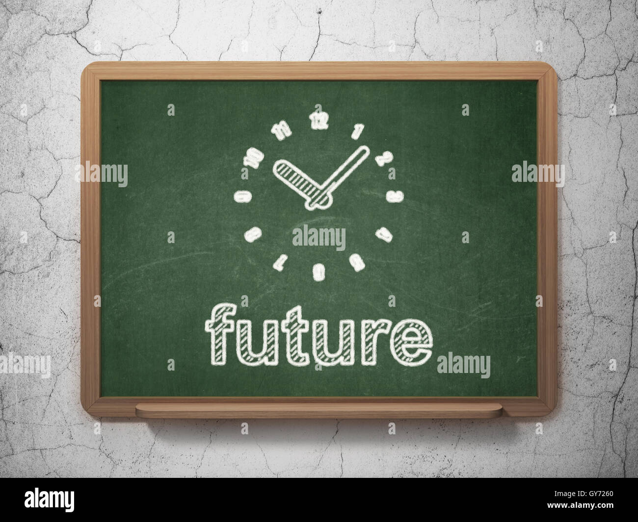 Timeline concept: Clock and Future on chalkboard background Stock Photo ...