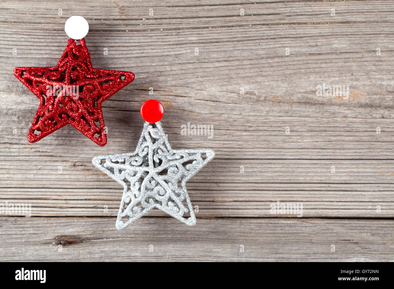 Bright christmas stars and sample text on wooden background Stock Photo ...