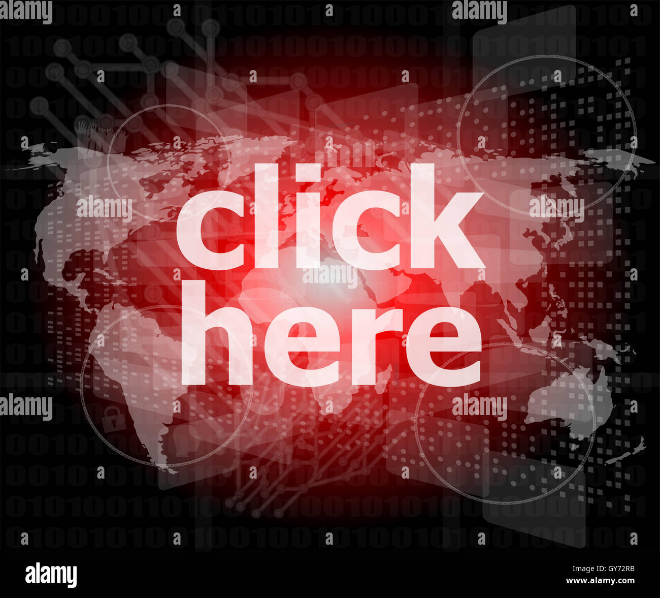 click here text on digital touch screen - business concept Stock Photo ...