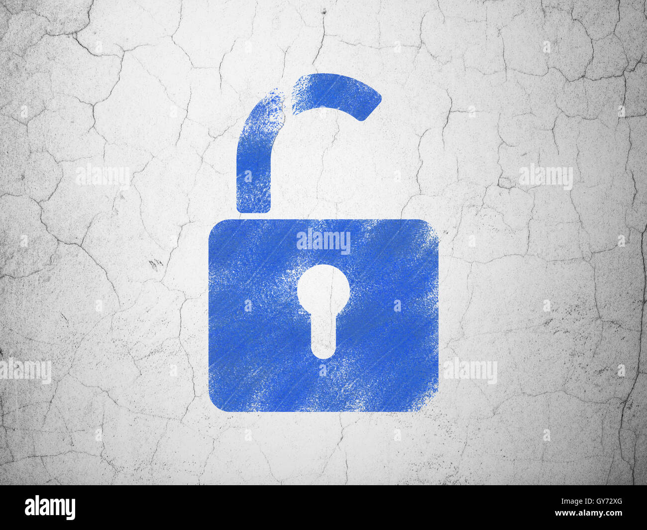 Security concept: Opened Padlock on wall background Stock Photo - Alamy