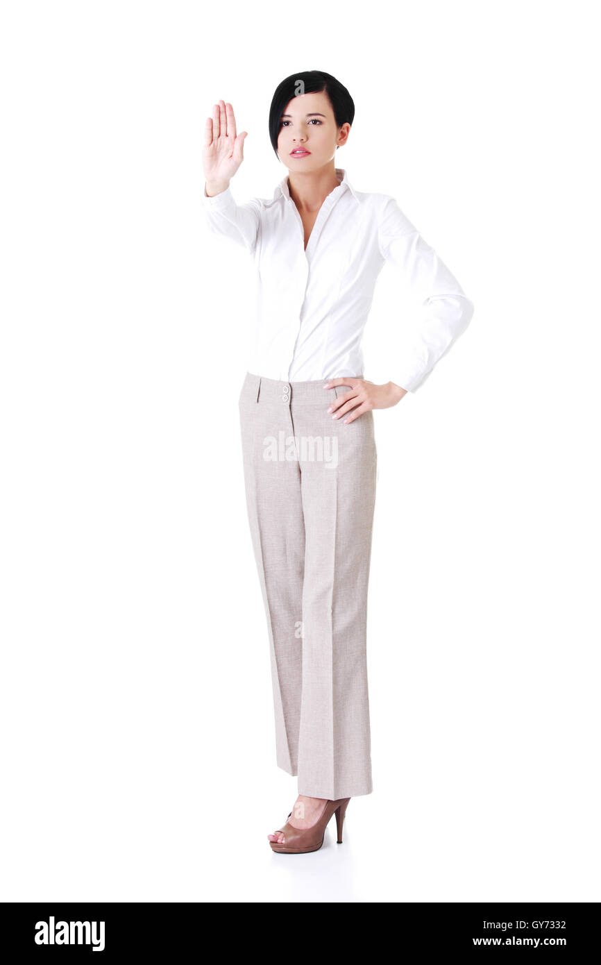 Stop hand gesture female hand Cut Out Stock Images & Pictures - Alamy