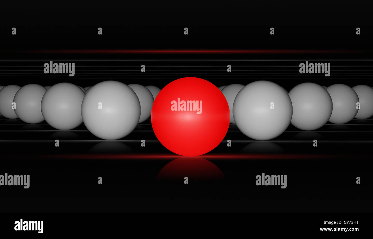 Red ball and white balls Stock Photo - Alamy