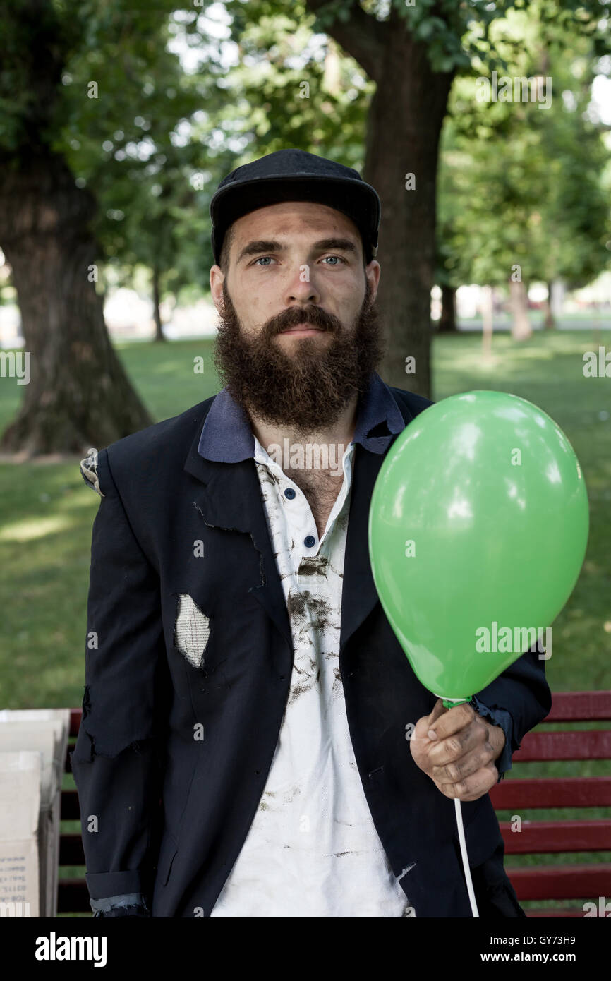 Vagrant with ballon Stock Photo - Alamy