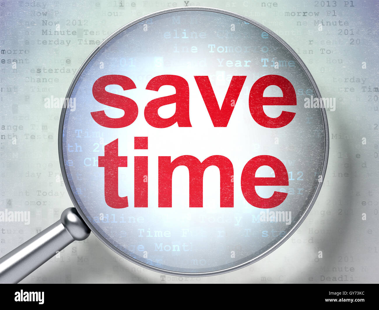Timeline concept: Save Time with optical glass Stock Photo - Alamy