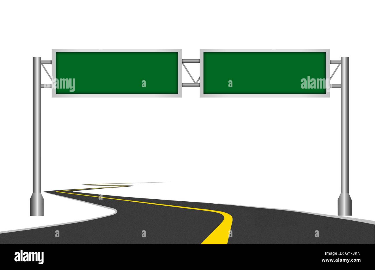 Curve Road with Freeway Sign Board Stock Photo - Alamy