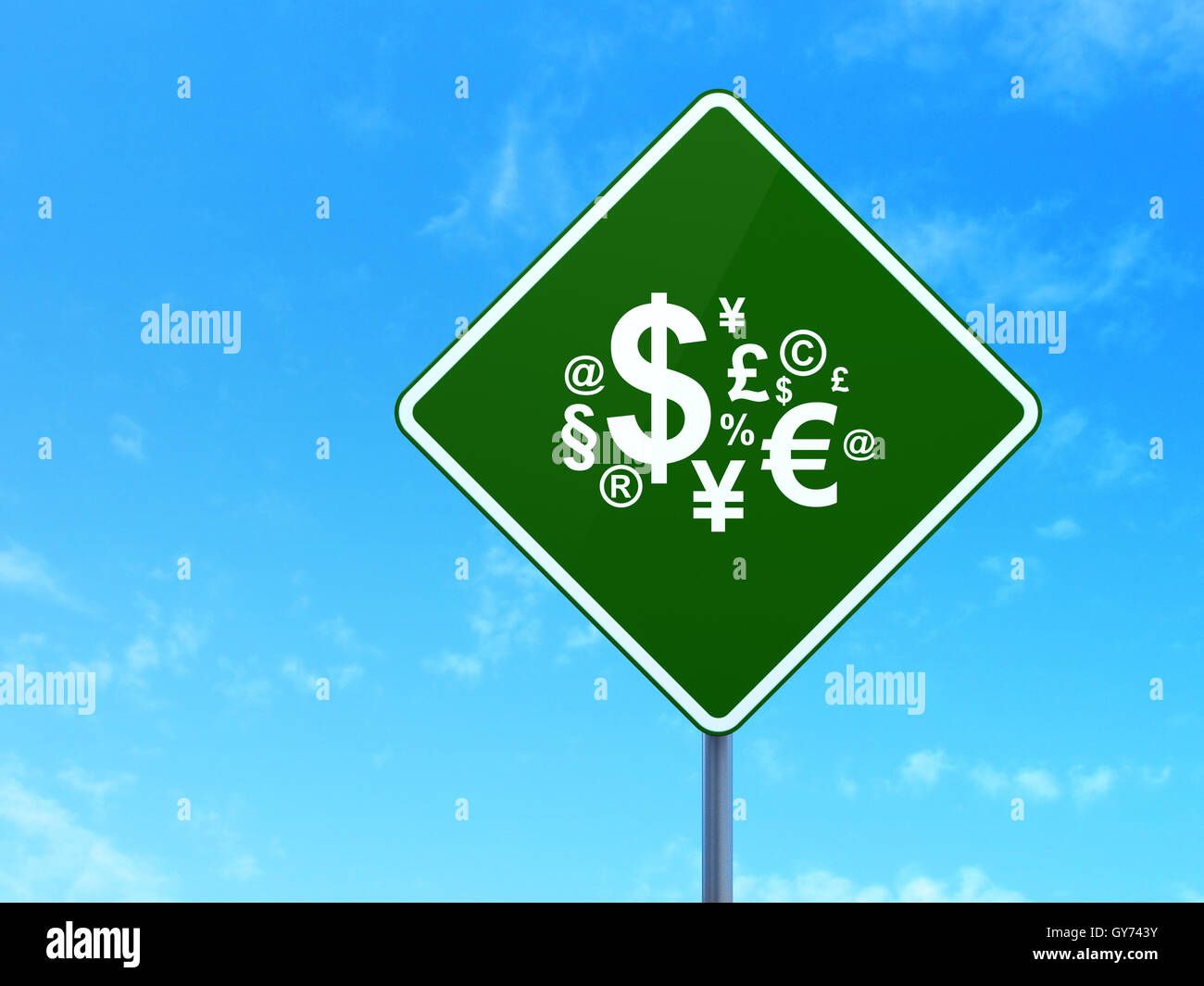 Marketing concept: Finance Symbol on road sign background Stock Photo ...