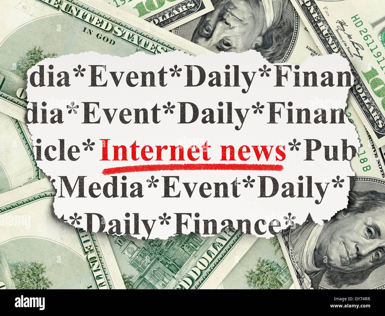 News concept: Internet News on Money background Stock Photo - Alamy