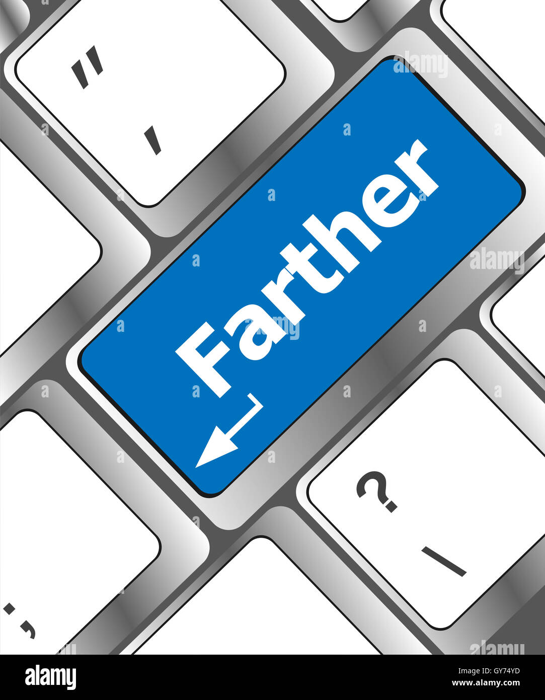 Keyboard with farther text on enter button Stock Photo - Alamy