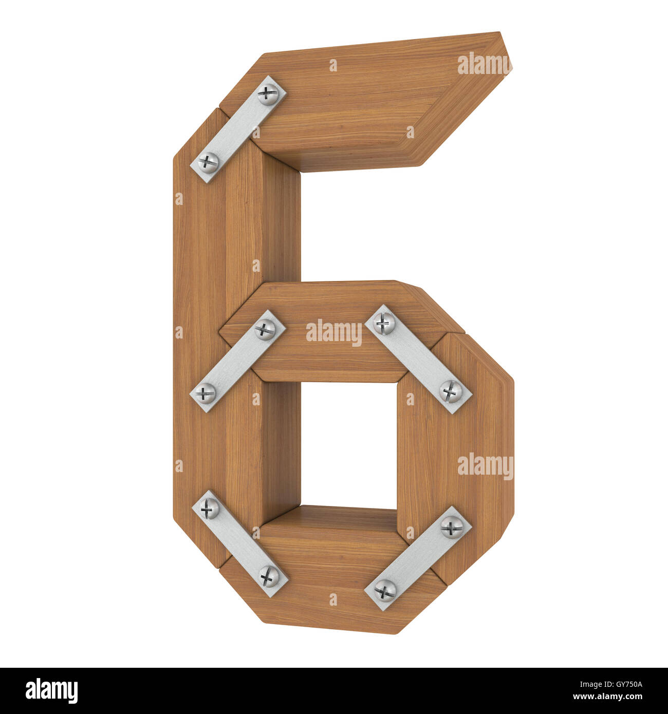 Wooden number six Stock Photo - Alamy