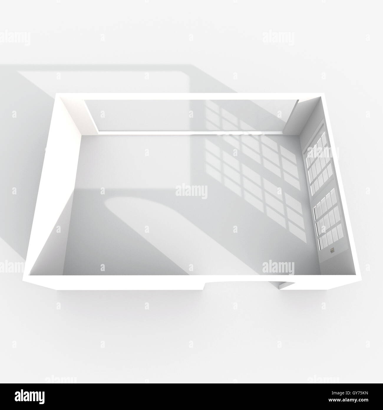 3d interior rendering of empty paper model room apartment Stock Photo ...