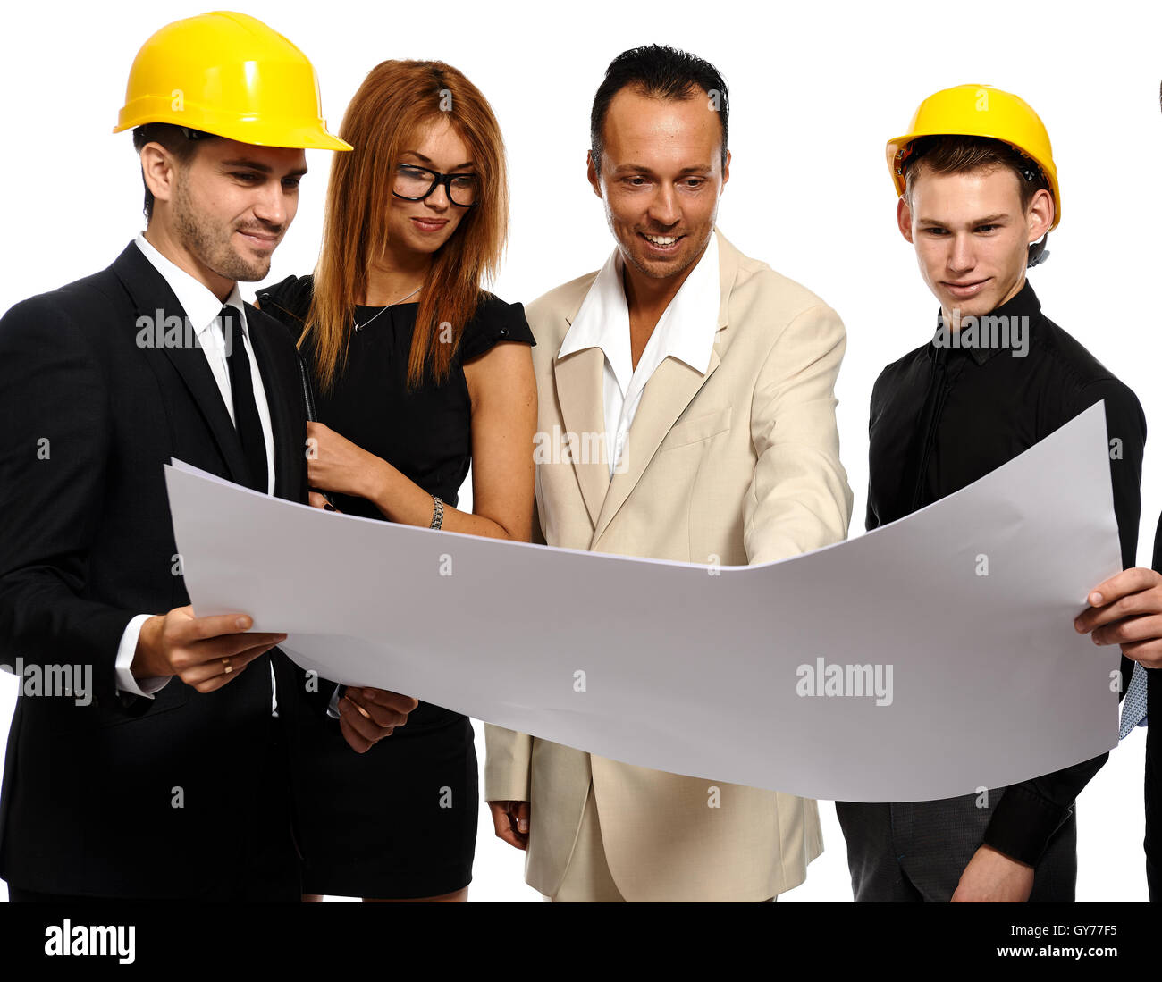 Construction team at business meeting. Studio shot Stock Photo - Alamy