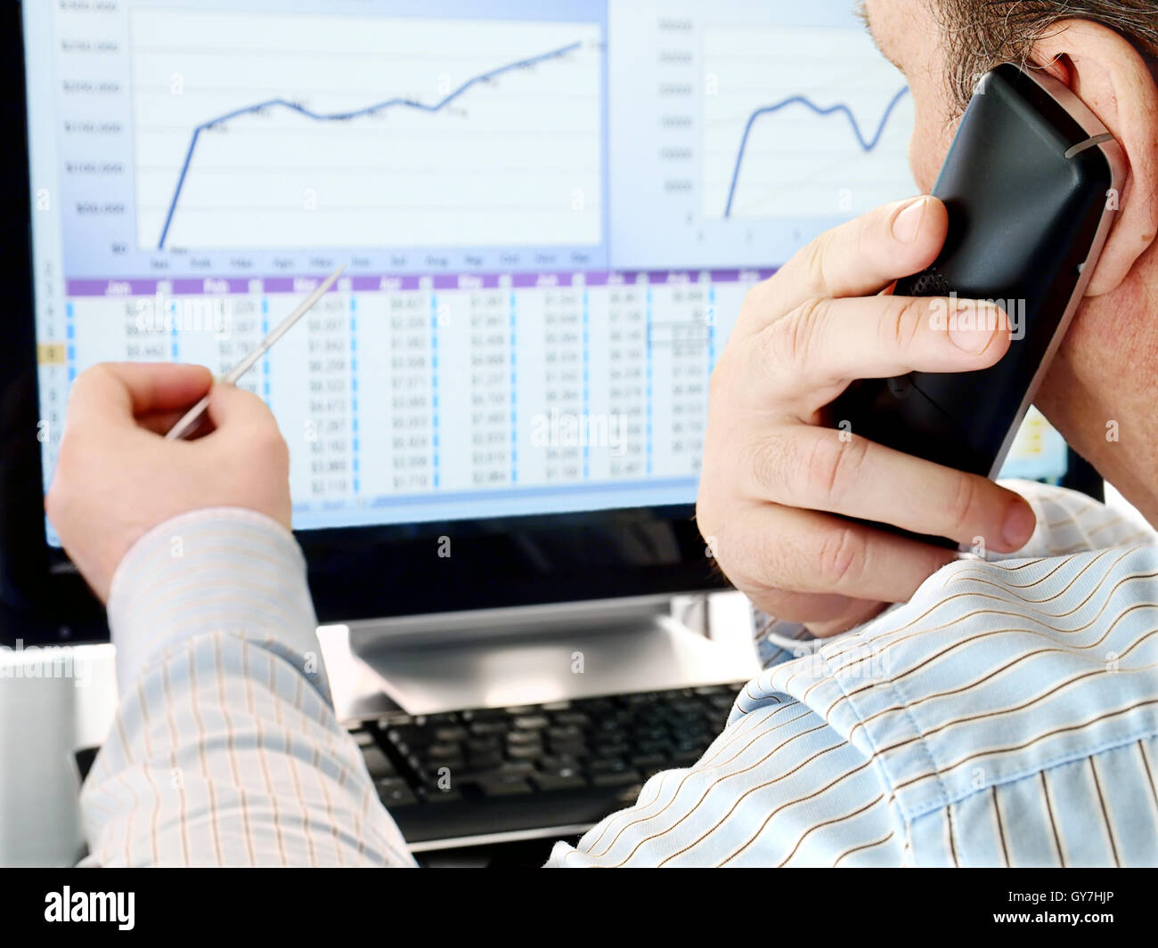 Analyzing Data on Computer Stock Photo - Alamy