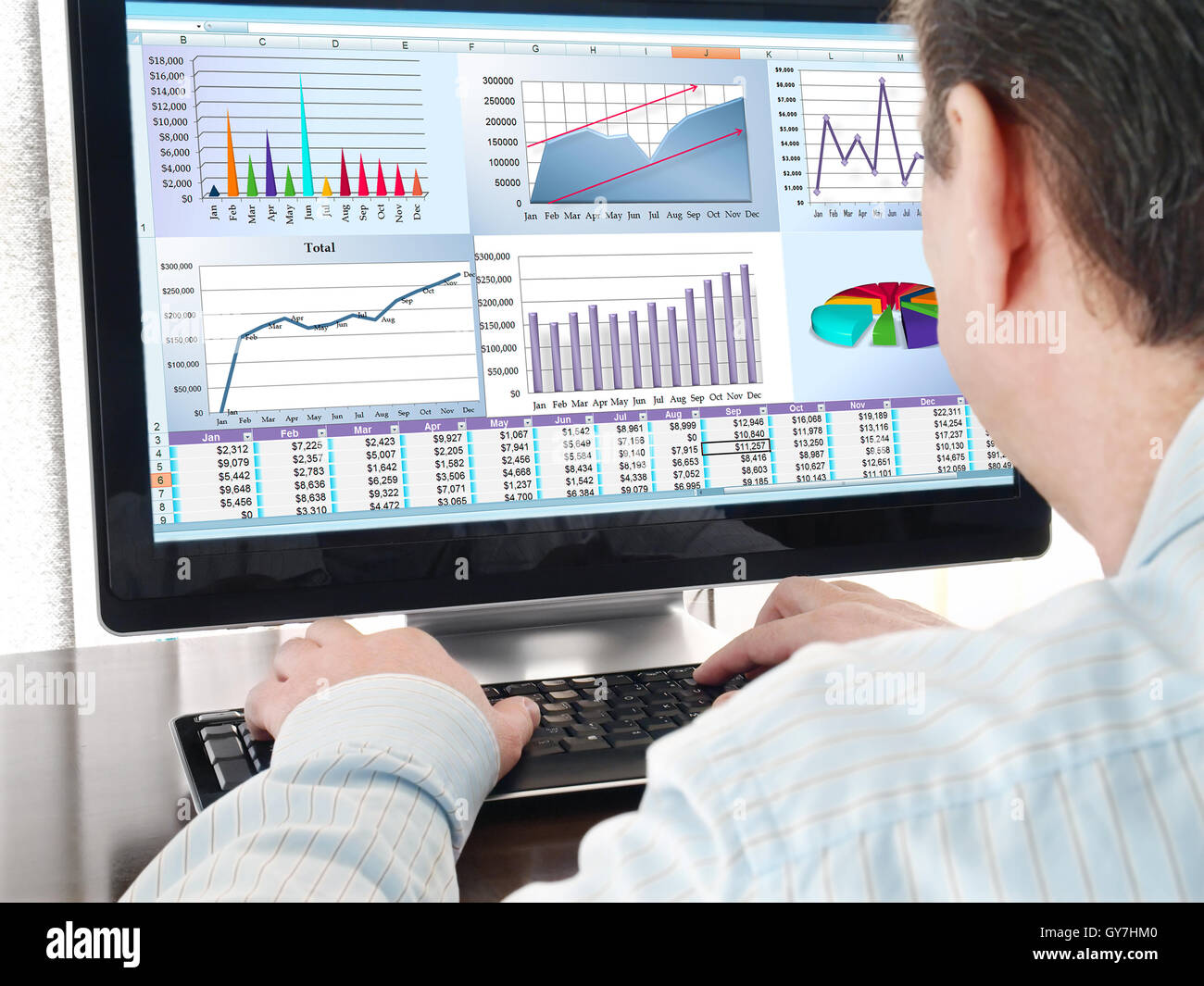 Analyzing Data on Computer Stock Photo - Alamy