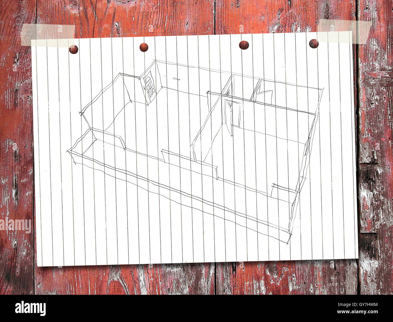 Digital 2d freehand sketch drawing of empty home apartment on striped ...