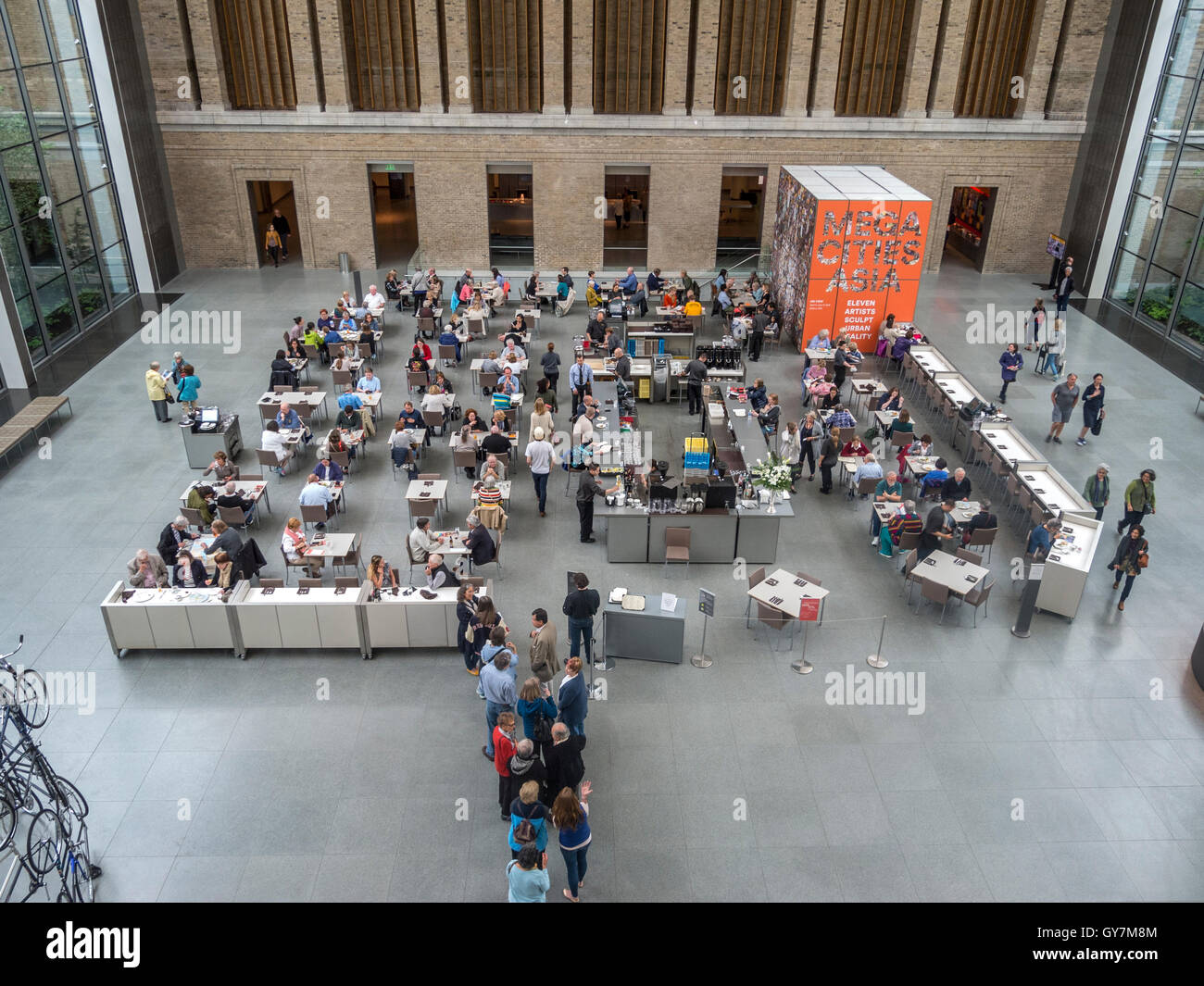 Lunchtime diners line up at the New American Cafe at the Boston Museum ...
