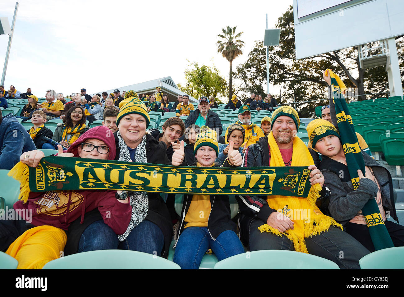 Perth, Australia. 17th Sep, 2016. Australian fans show their colours ...