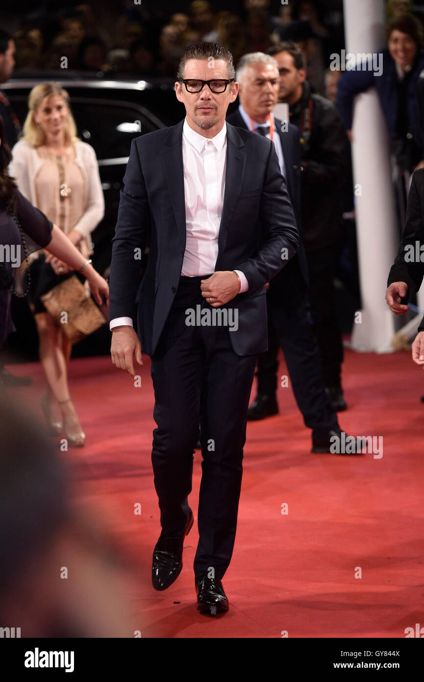 Actor Ethan Hawke at premier of "The Magnificent Seven" during the 64th ...