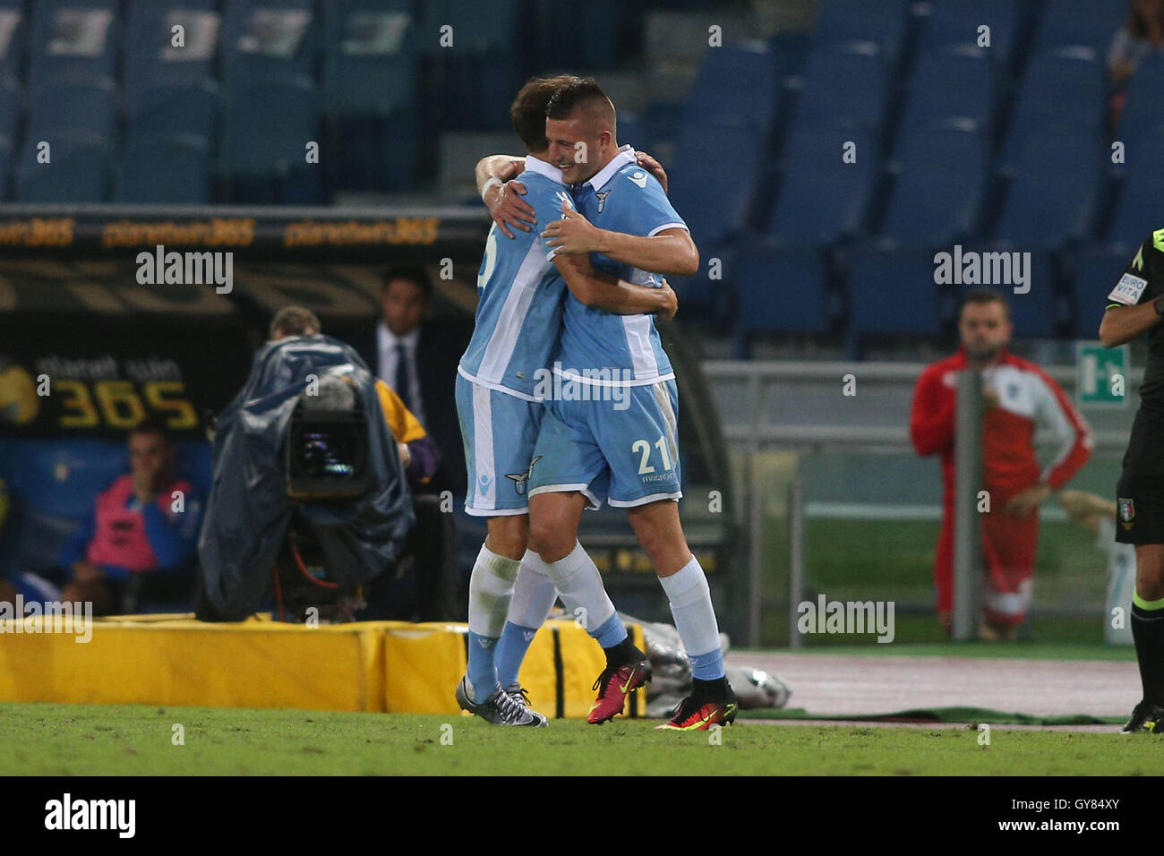 Rome, Italy. 17th Sept, 2016. Milinkovic celebrates the gol during the ...