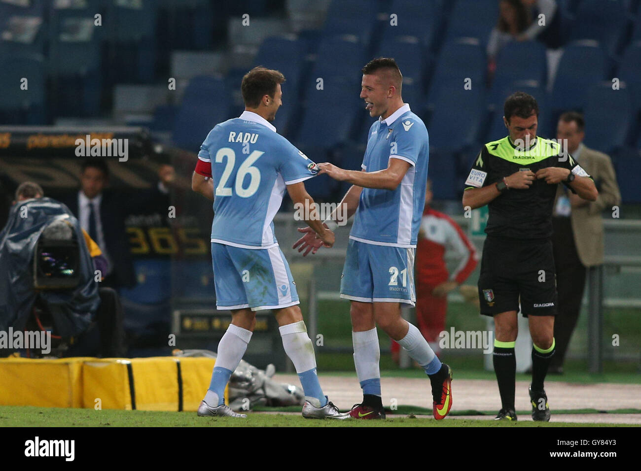 Rome, Italy. 17th Sept, 2016. Milinkovic celebrates the gol during the ...
