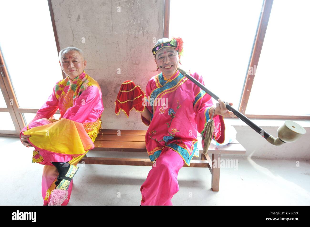 Qingdao, Qingdao, China. 18th Sep, 2016. Two Yangko dancers get ready ...