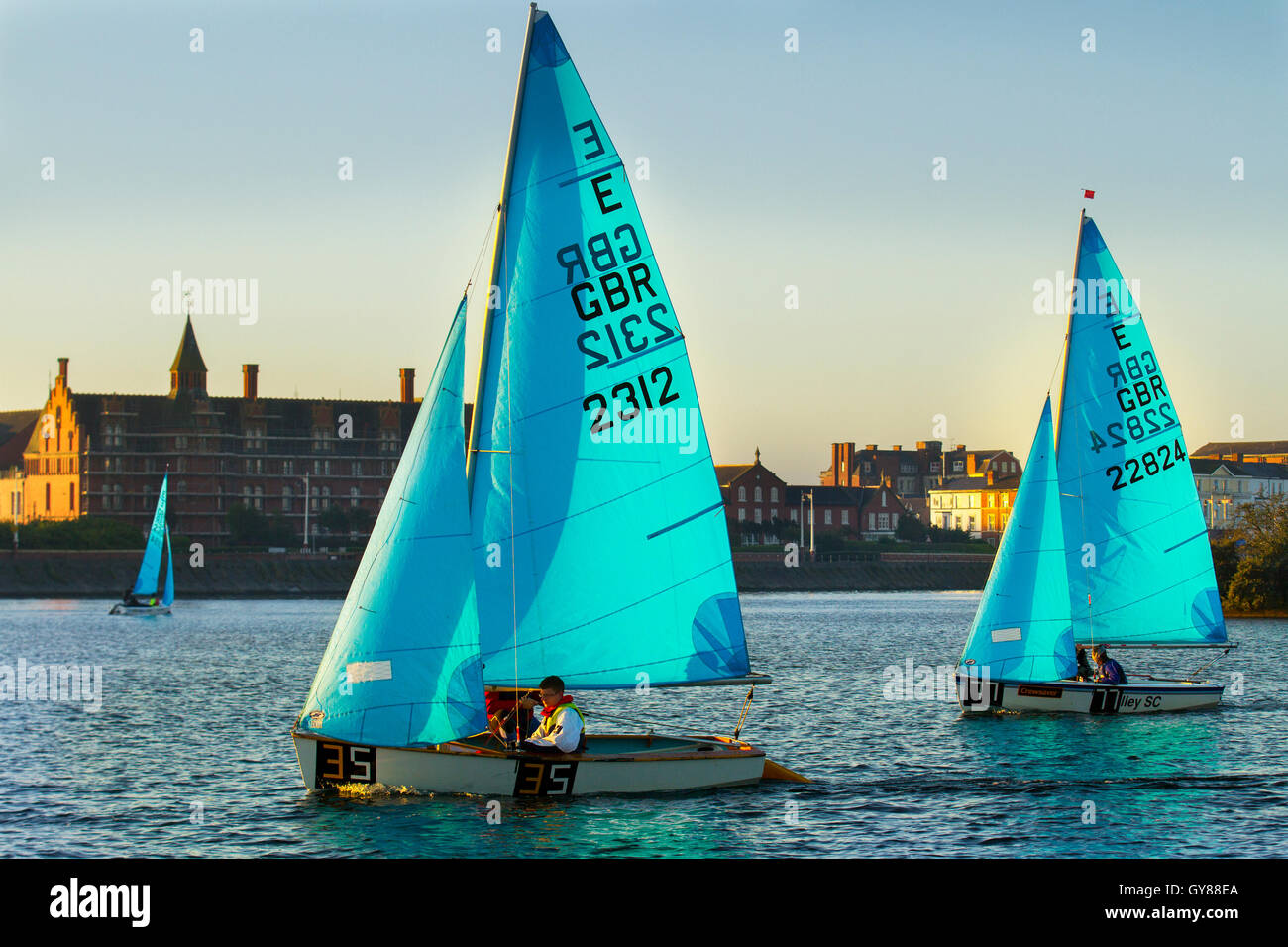 Enterprise Nationals blue sail E GBR 14-foot dinghy raced, cruised ...