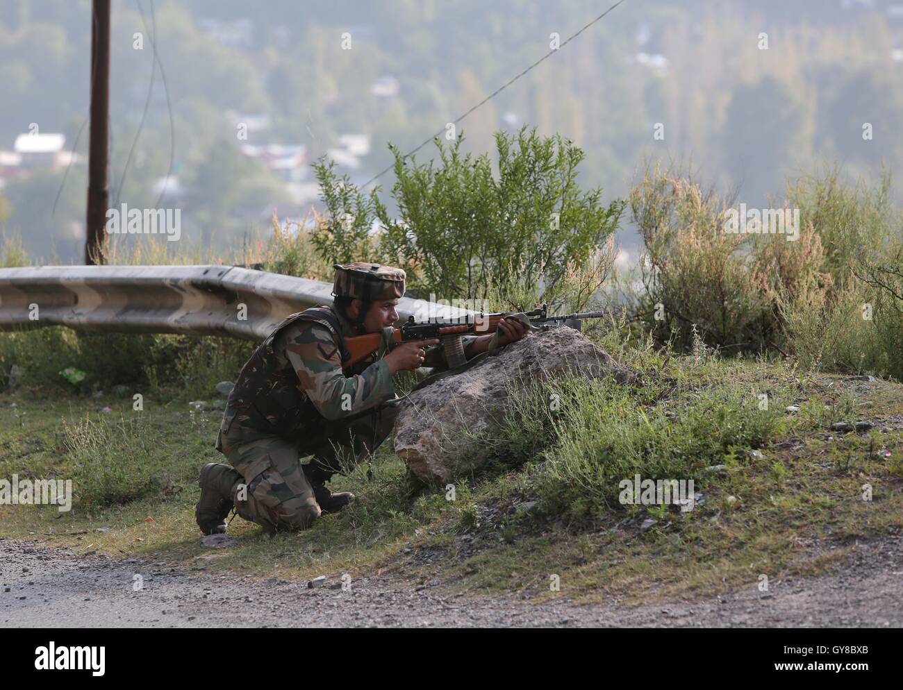 Srinagar, Indian-controlled Kashmir. 18th Sep, 2016. An Indian army ...