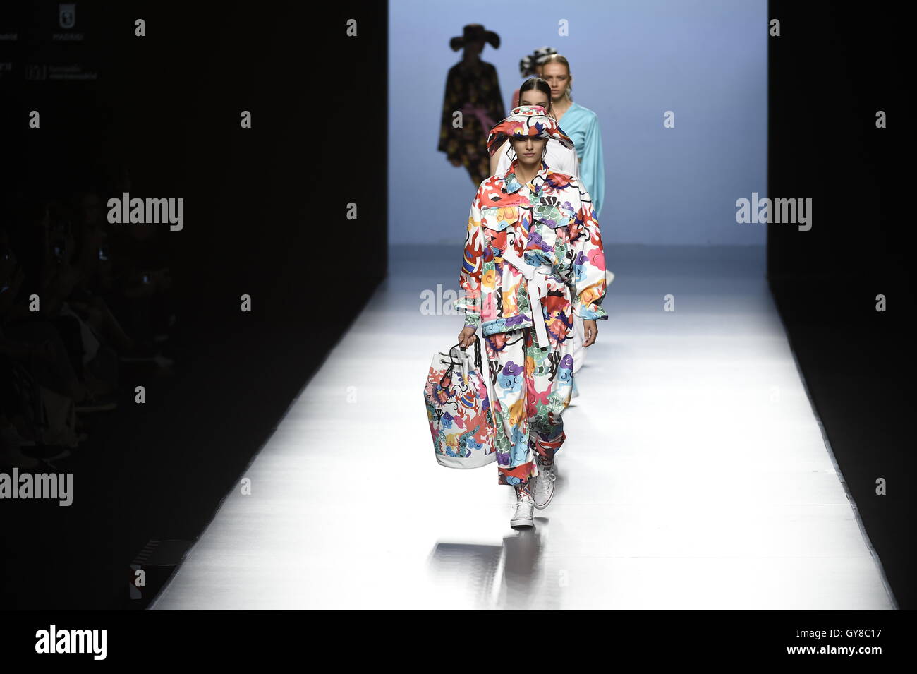 Madrid, Spain. 18th Sept, 2016. A model wears at collection runway a ...