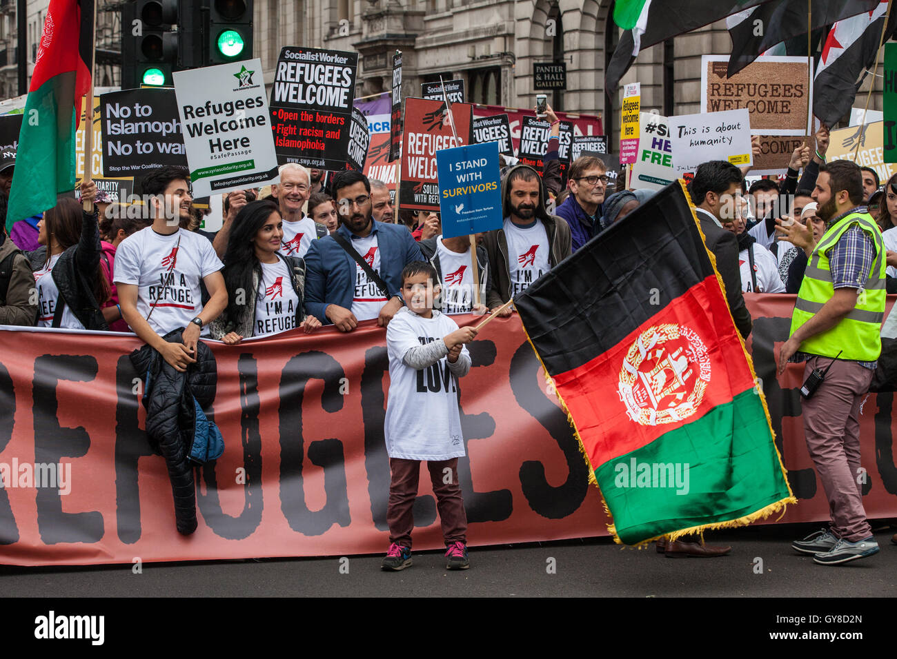 Afghan refugees welcome sign hi-res stock photography and images - Alamy