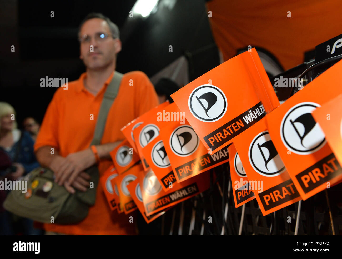 Berlin, Germany. 18th Sep, 2016. Supporters of the Piratenpartei ...