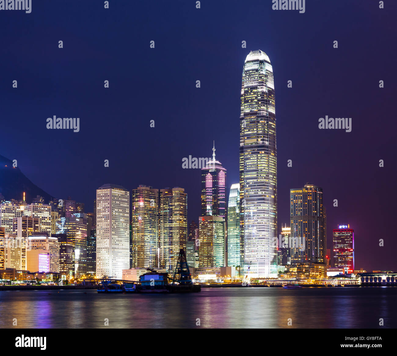 Hong kong city skyline at night Stock Photo - Alamy