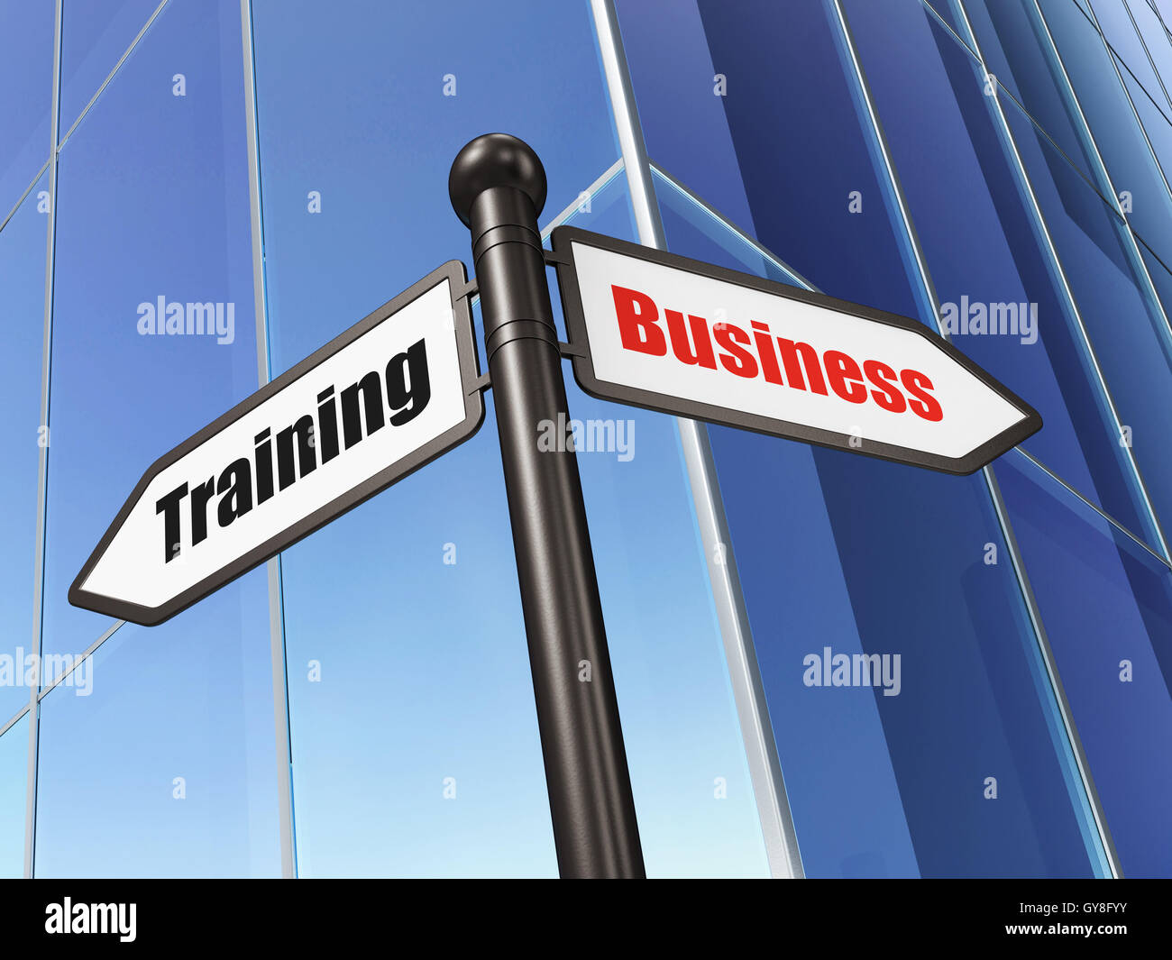 Education concept: sign Business Training on Building background Stock ...