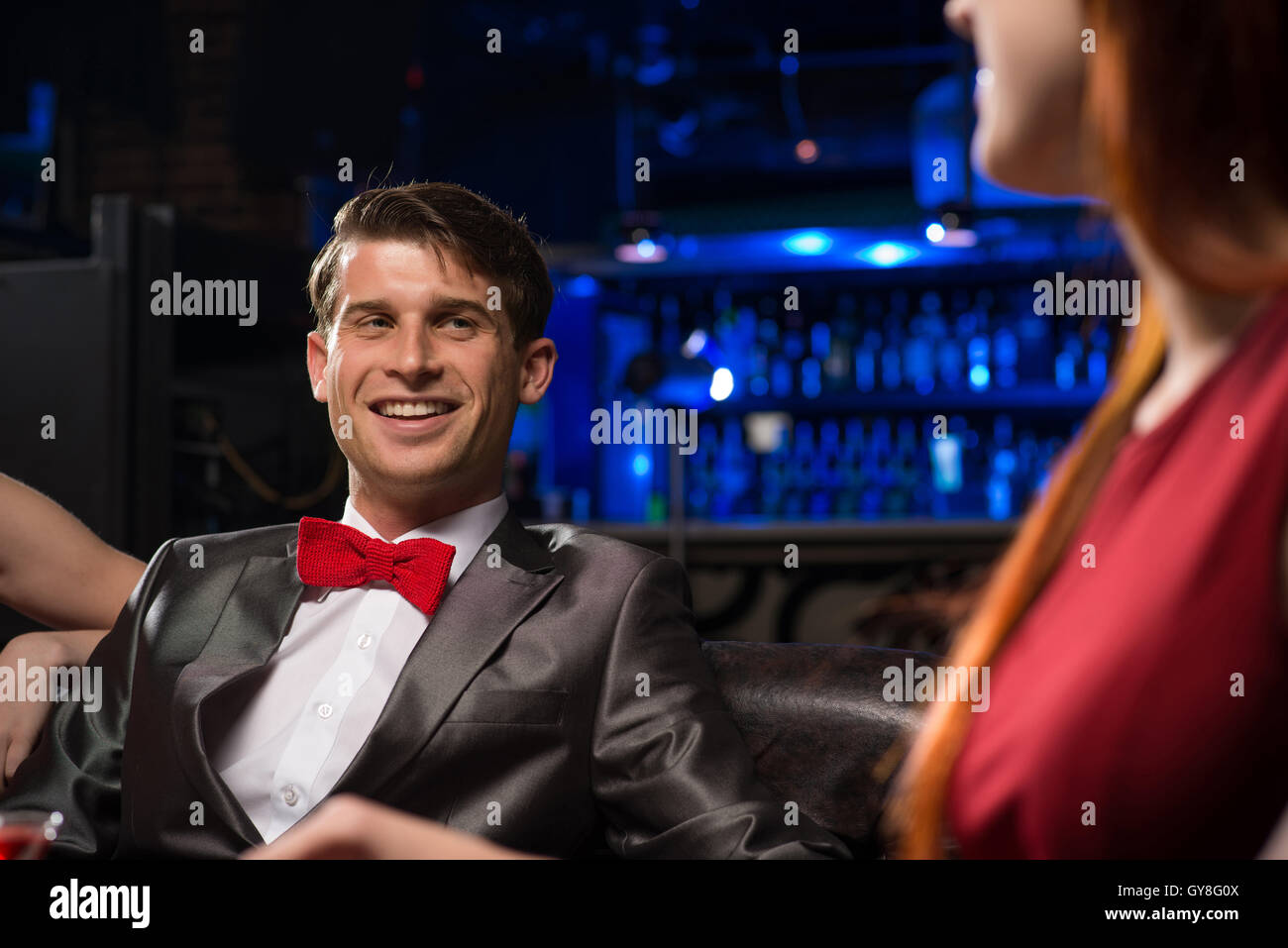 portrait of a man in a nightclub Stock Photo - Alamy