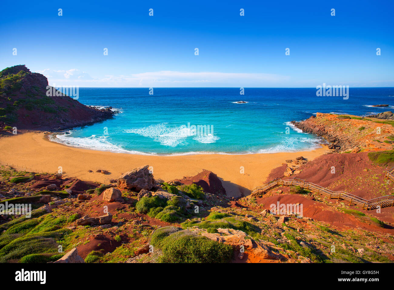 Cala Pilar beach in Menorca at Balearic Islands Stock Photo - Alamy