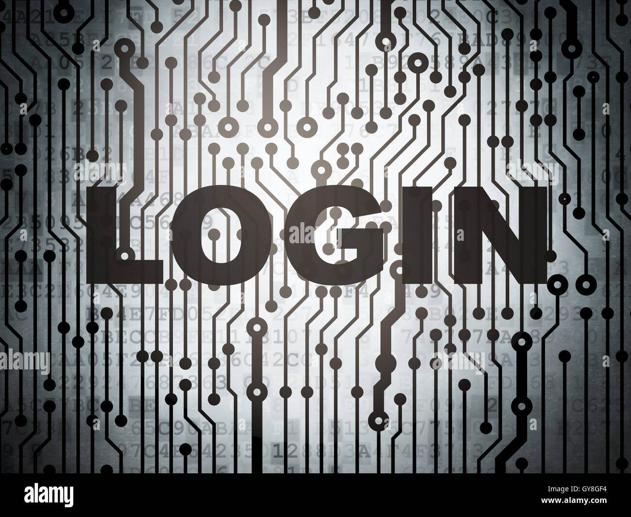 Safety concept: circuit board with Login Stock Photo - Alamy