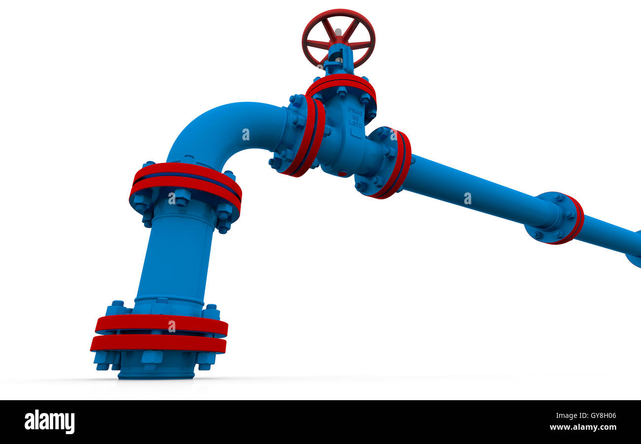 Blue pipe and valve Stock Photo - Alamy