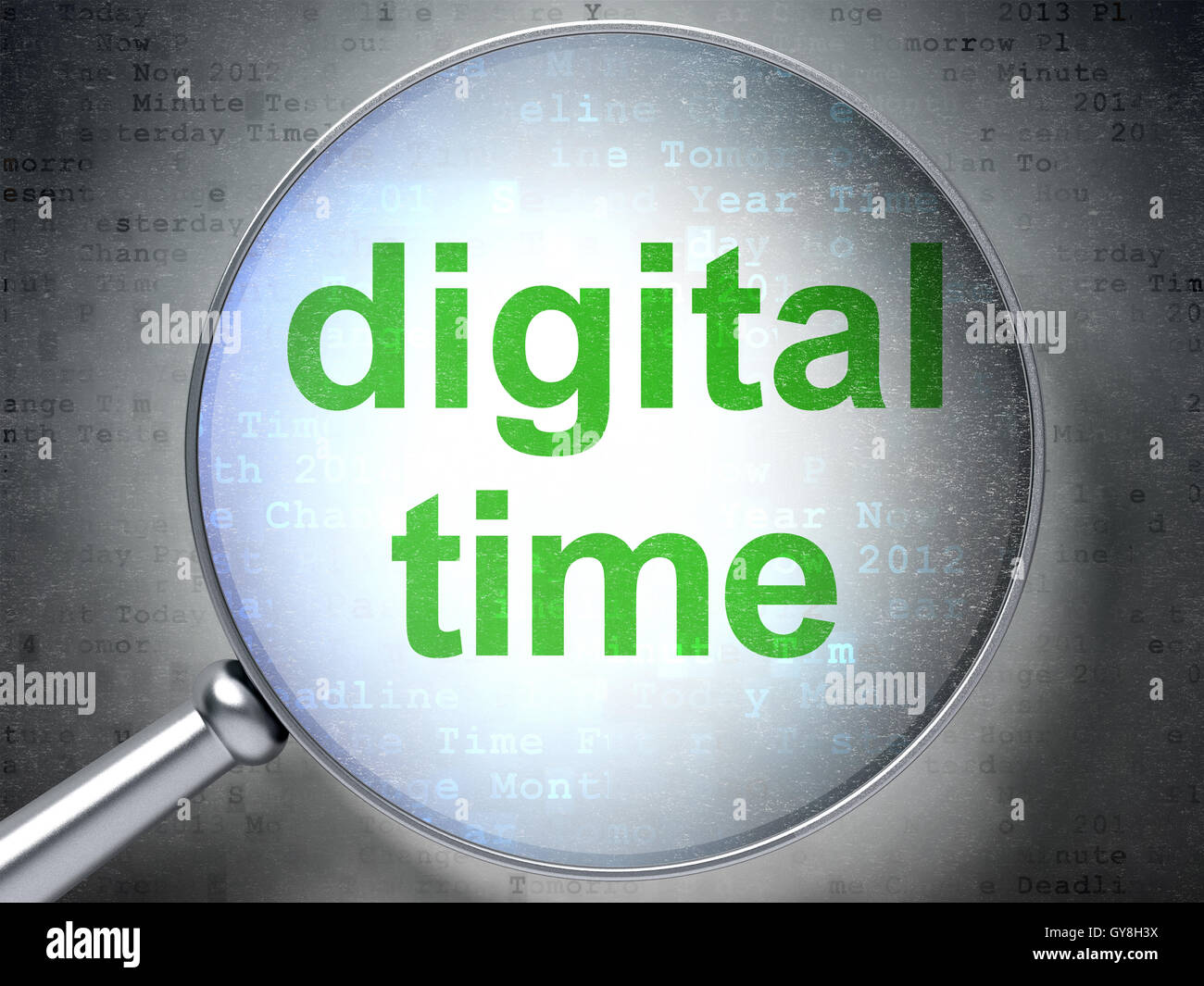 Timeline concept: Digital Time with optical glass Stock Photo - Alamy