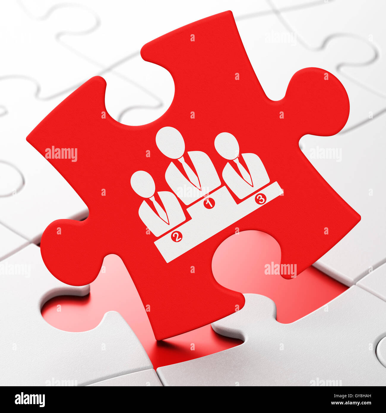 Advertising concept: Business Team on puzzle background Stock Photo - Alamy