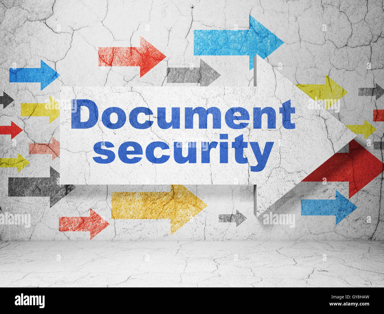 Security concept: arrow whis Document Security on grunge wall ...