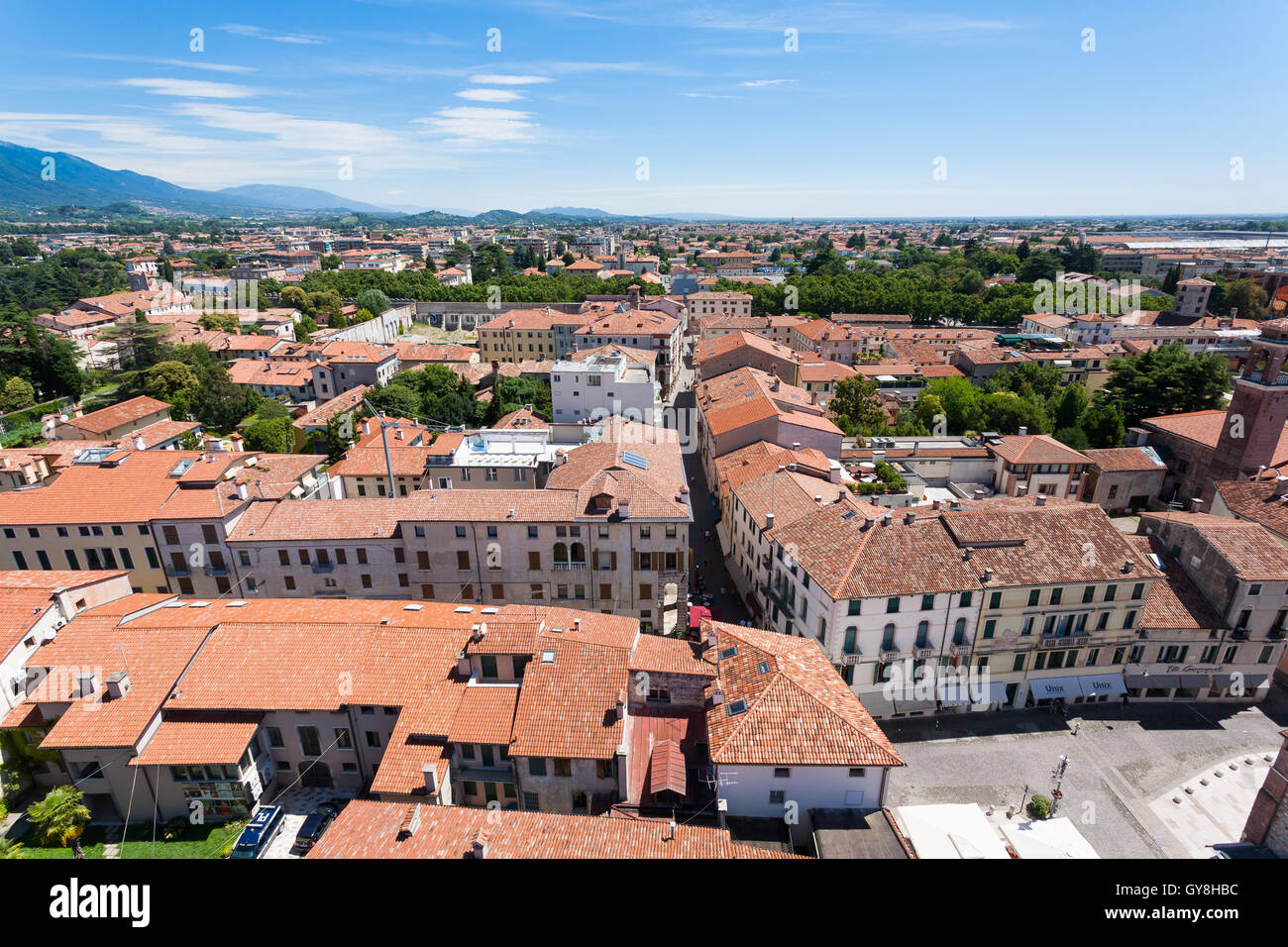 Cityscape from "Bassano del Grappa", Top view. Medieval town panorama ...