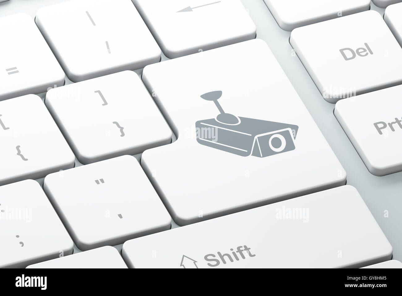 Safety concept: Cctv Camera on computer keyboard background Stock Photo ...