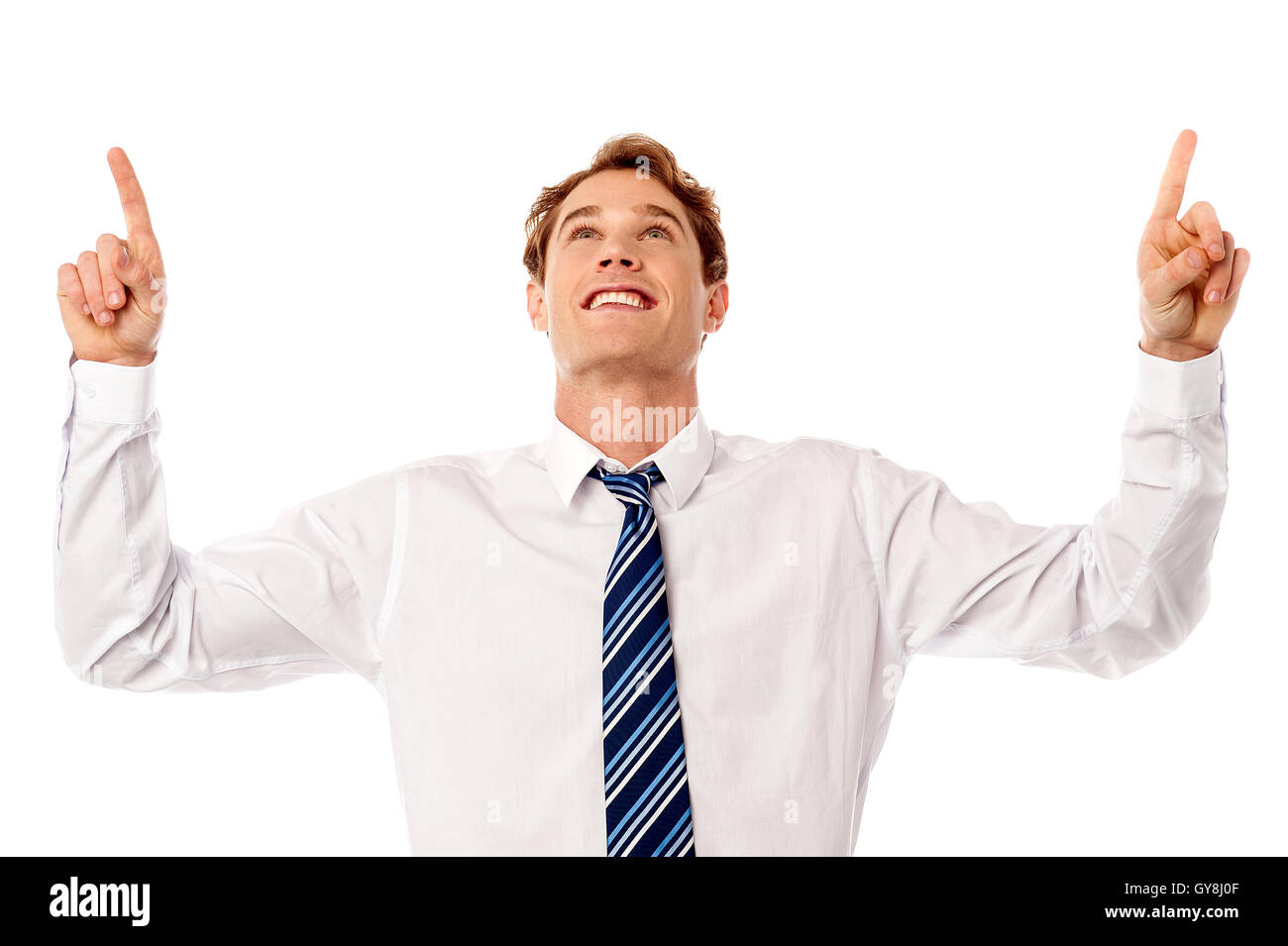 Executive looking upwards pointing hi-res stock photography and images ...