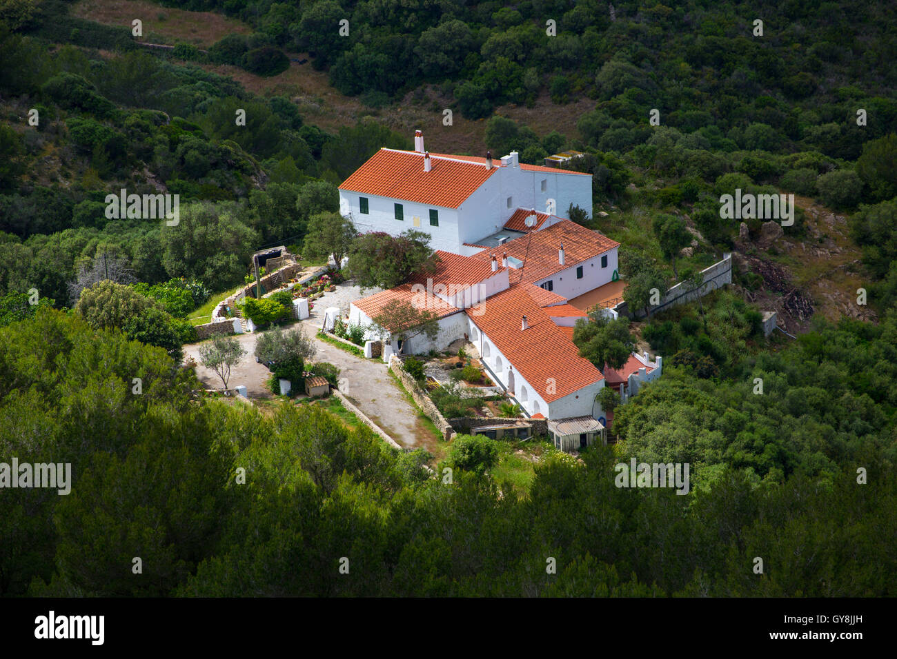 Menorca traditional Mediterranean houses aerial view Stock Photo - Alamy