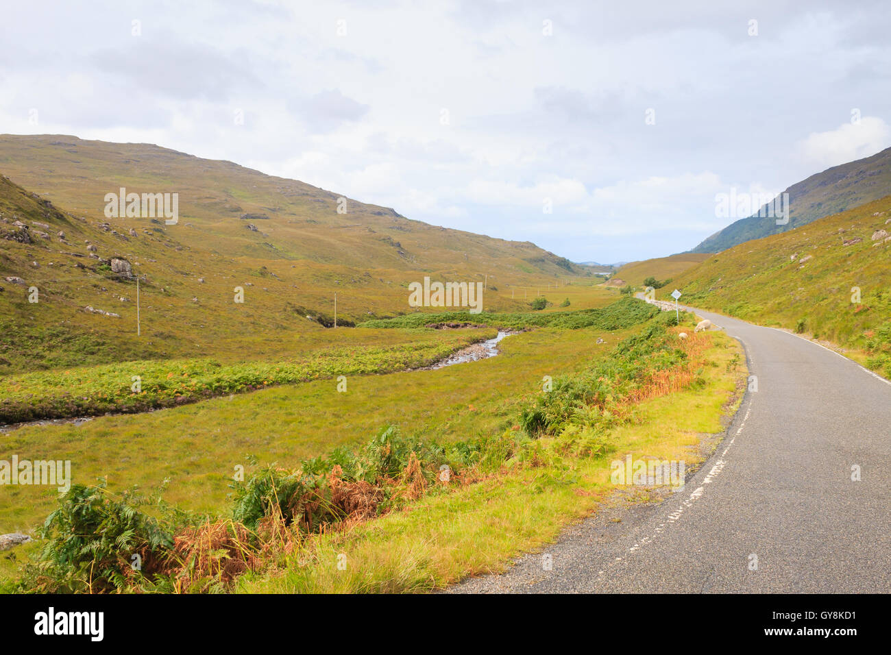 Scottish road trough countryside. Perspective road. Scotland panorama ...