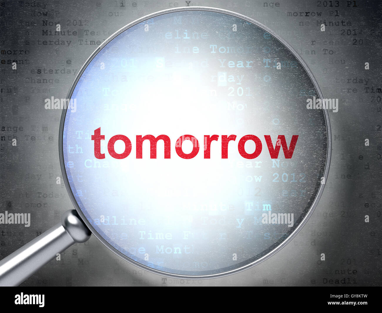 Time concept: Tomorrow with optical glass Stock Photo - Alamy