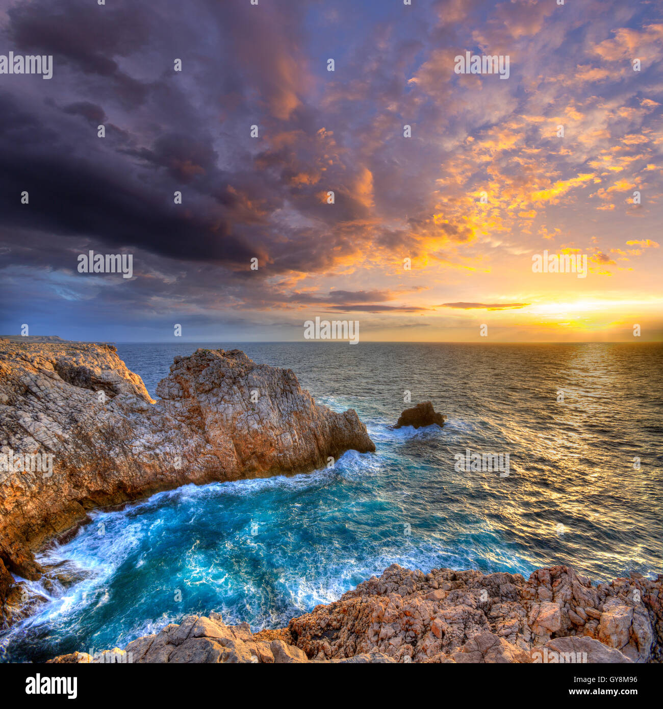 Menorca Punta Nati sunset in Balearic Islands Stock Photo - Alamy