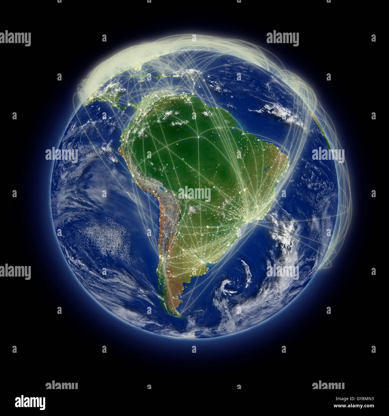 Network over South America Stock Photo - Alamy