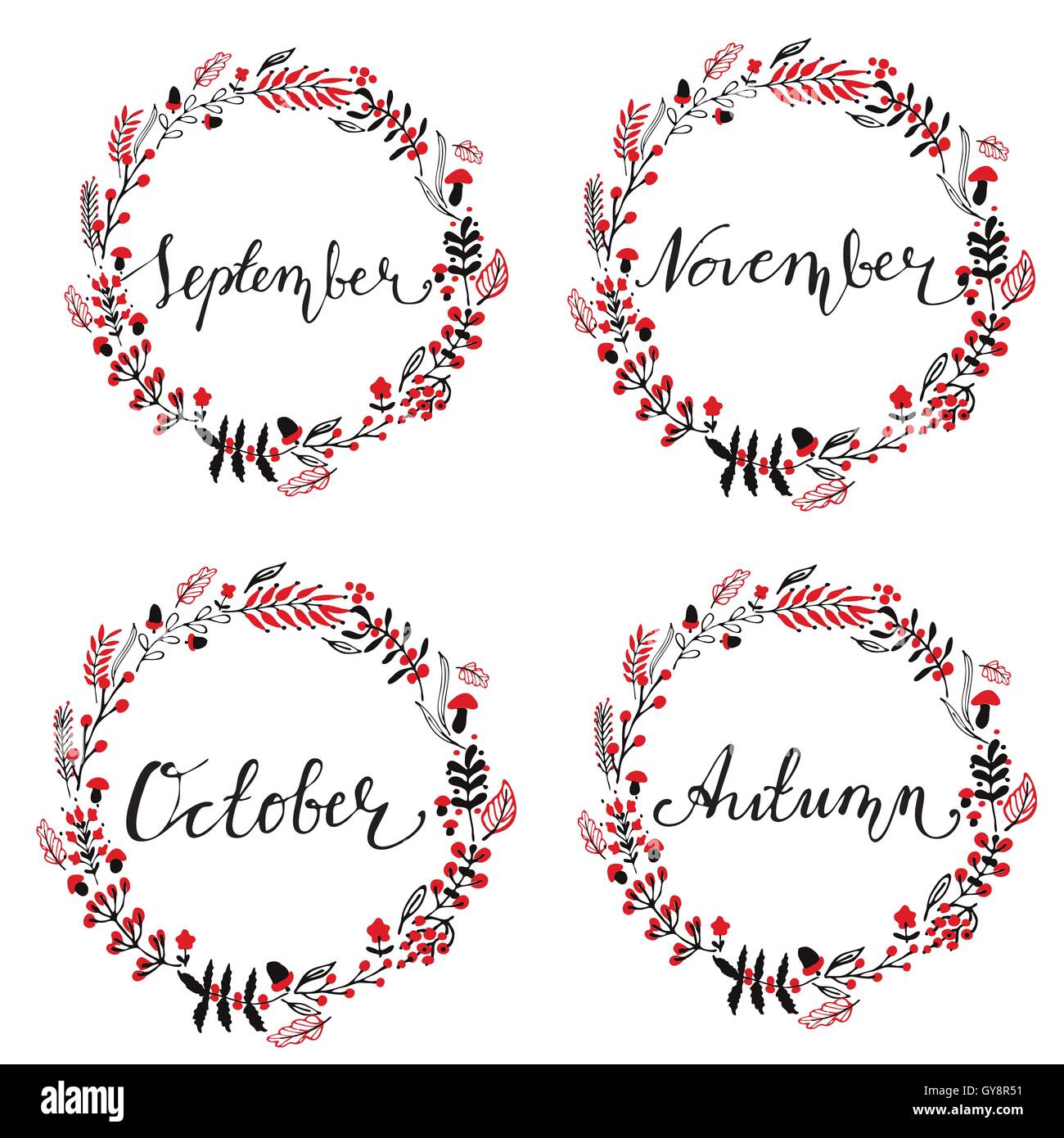Set of autumn round frames Stock Vector Image & Art - Alamy