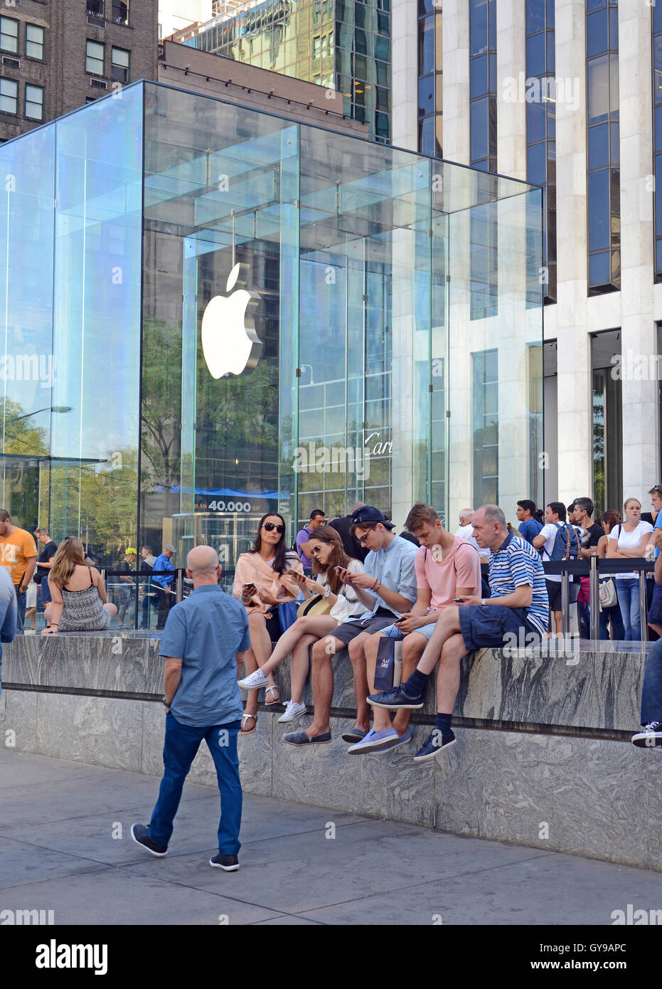 NEW YORK - SEPTEMBER 17, 2016. Loyal customers wait on long lines ...
