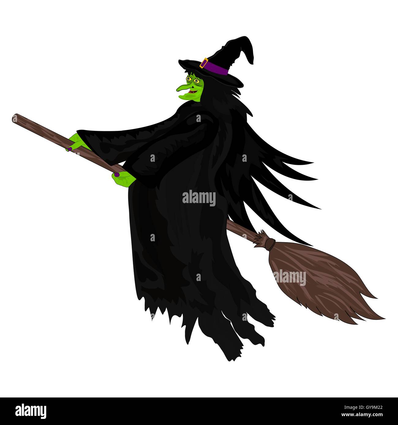 Scary witch flying on a broom Stock Vector Image & Art - Alamy