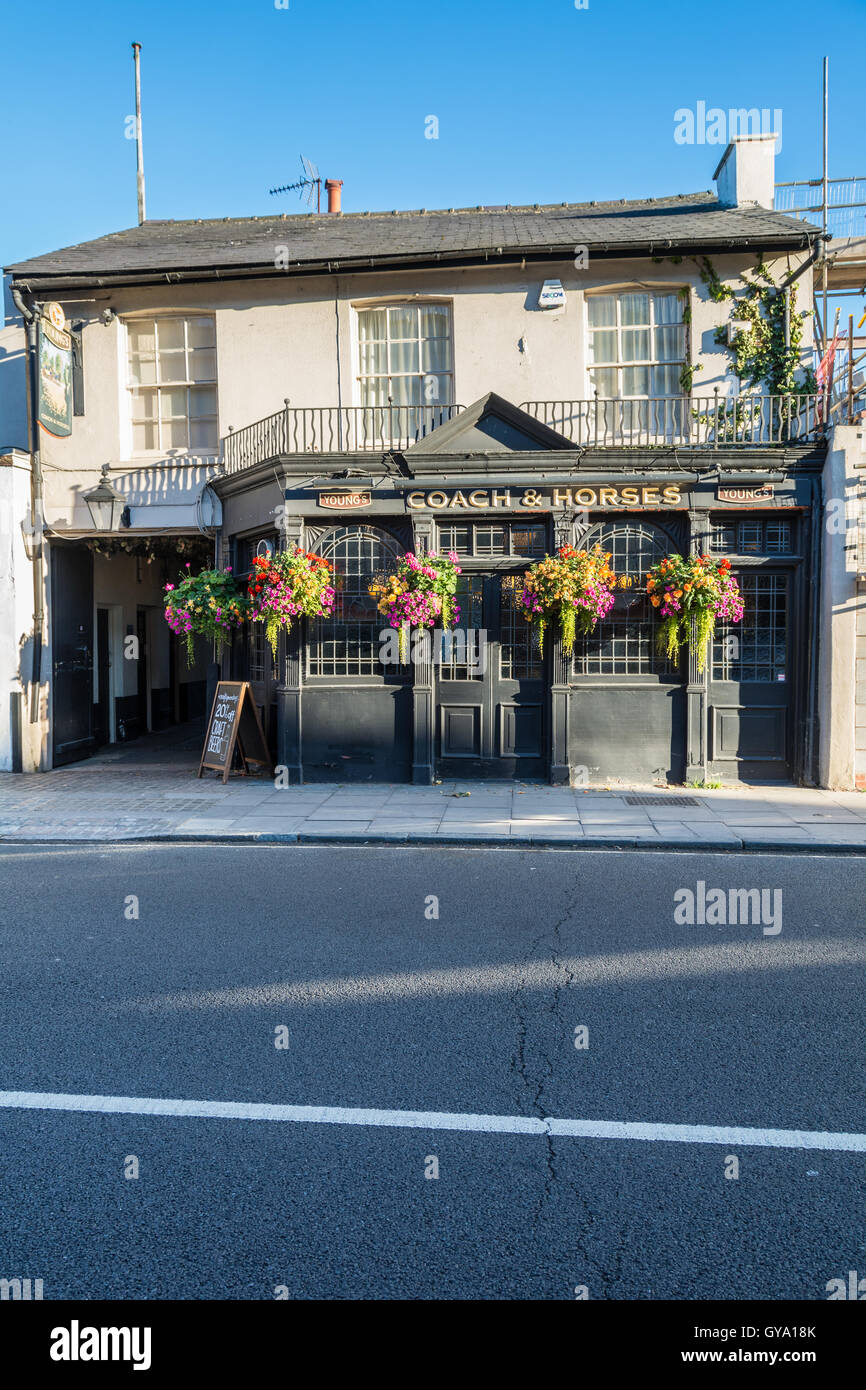 The Coach and Horses public house in Barnes, SW London, UK Stock Photo ...